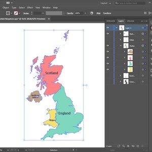 United Kingdom Map Vector, Printable Map, UK States, Editable Great ...