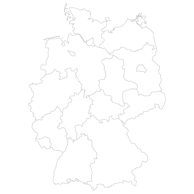 Germany Map Vector, Germany States, Editable Germany Map, Germany Map ...