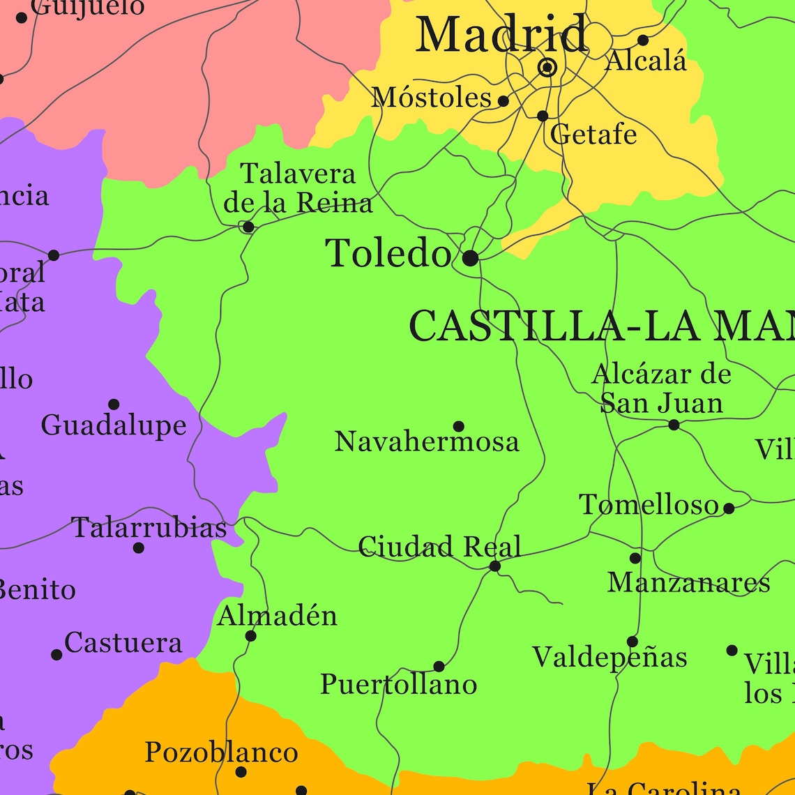 Spain Map Vector, Regions of Spain, Editable Map, Mapa De Español ...