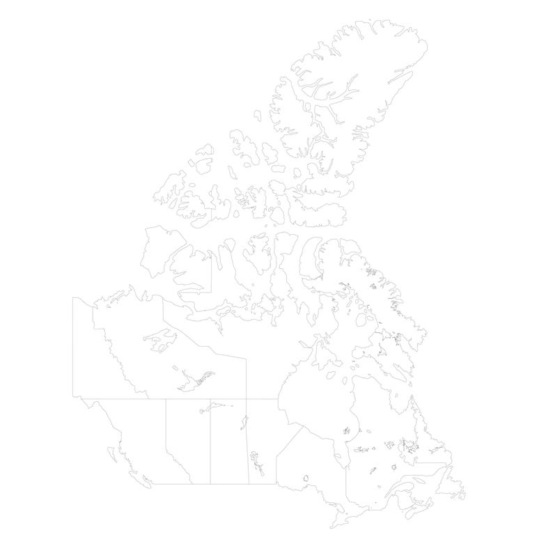 Canadian Map Vector, Regions of Canada Map, Carte Du Canada, Editable ...