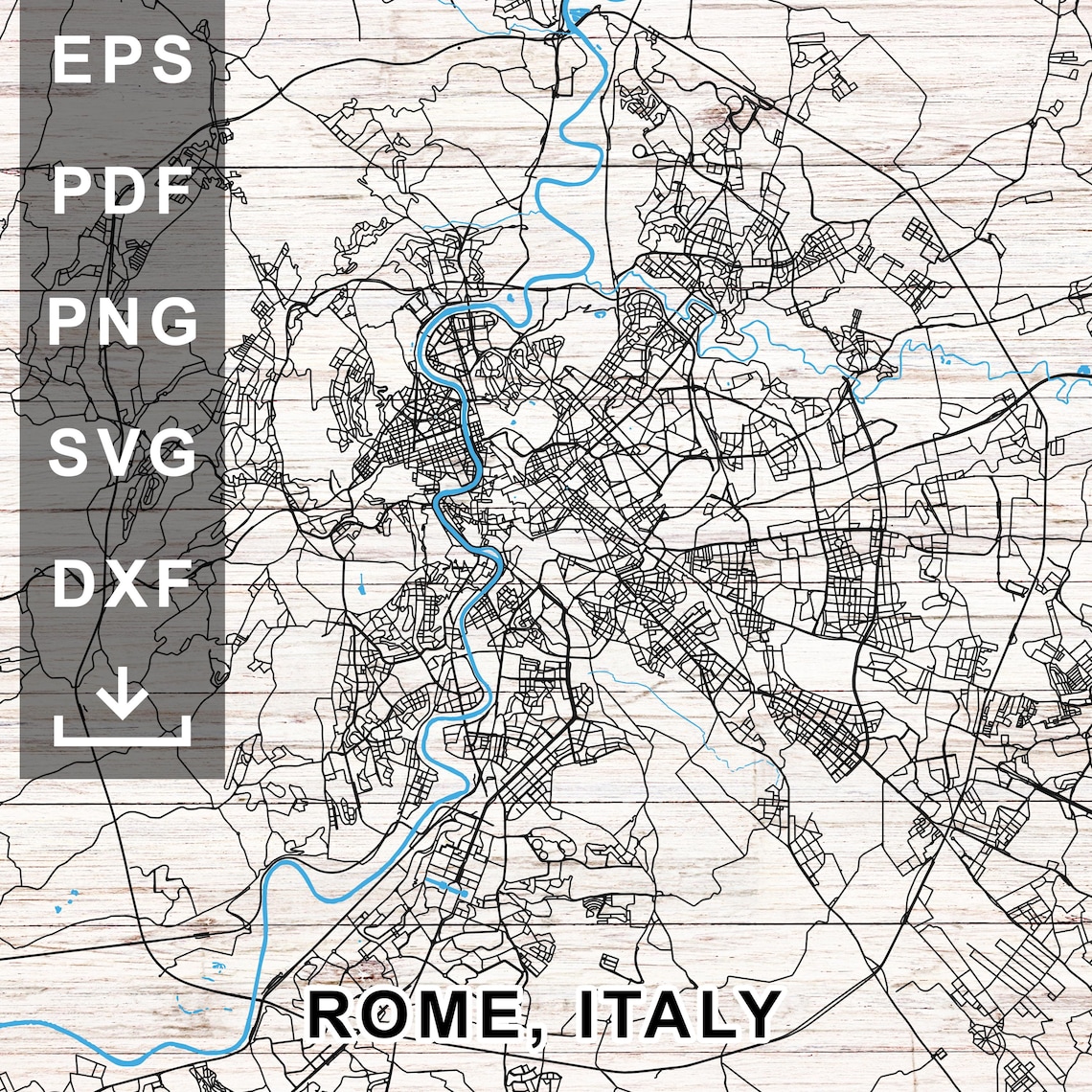 Rome City Road Map, Vector Map of Rome, Rome Streets Map, Mappa Di Roma ...