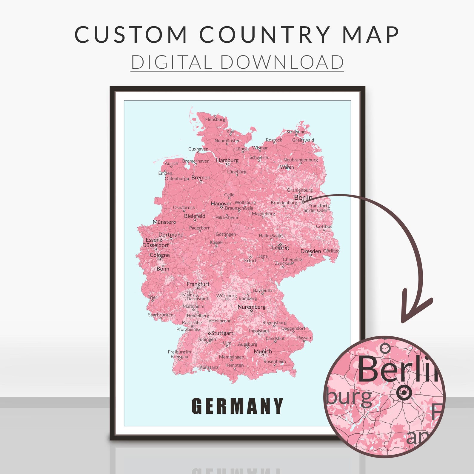 Custom Country Map - Any Country - Any State - Personalized Country Map ...