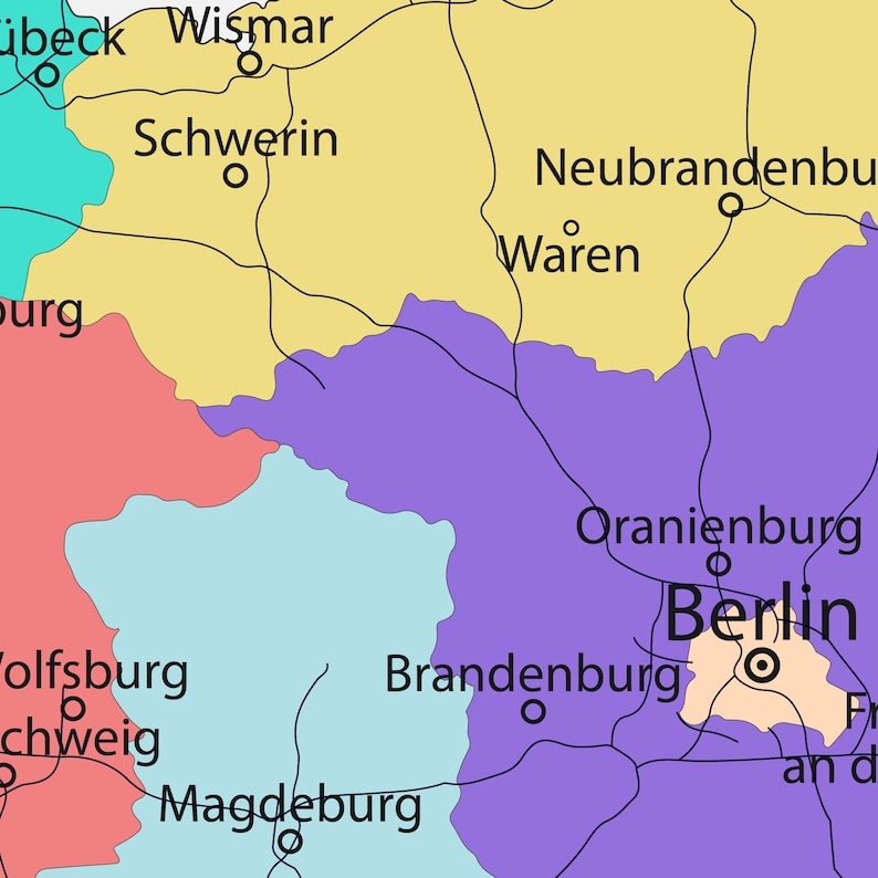 Germany Map Vector, Germany States, Editable Germany Map, Germany Map ...
