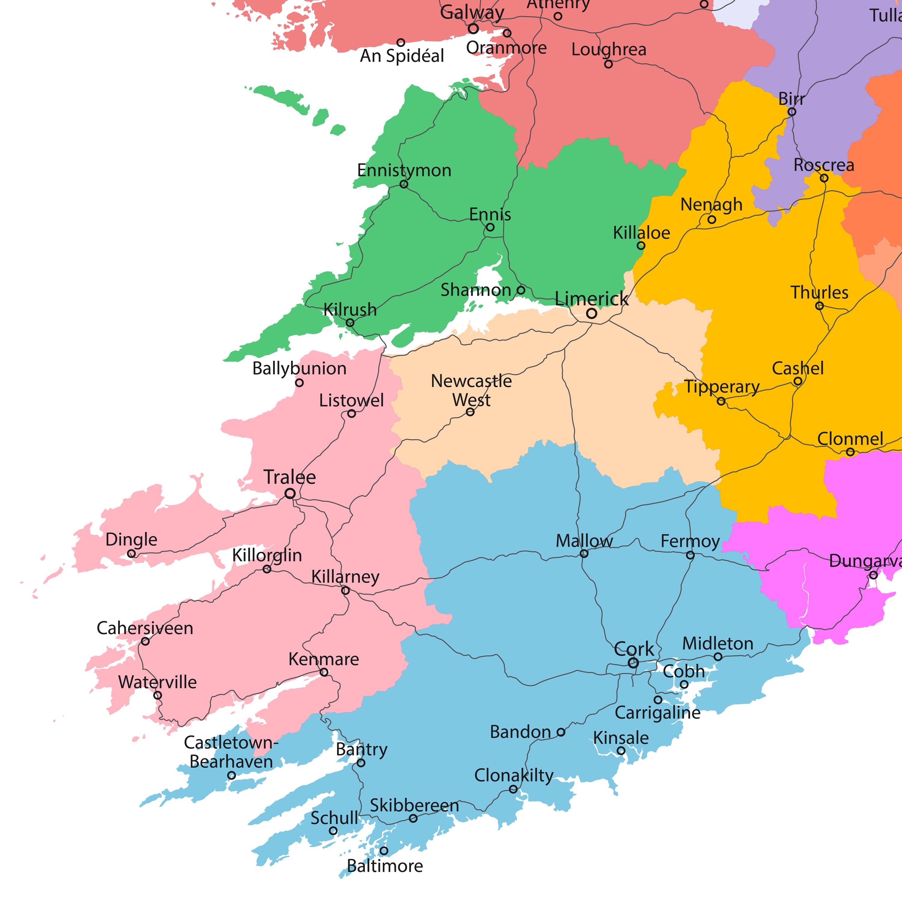 Ireland Map Vector, Counties, Laser Cutting, Decoupage (EPS, PDF, PNG ...
