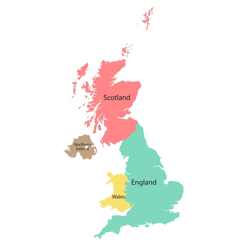 United Kingdom Map Vector, Printable Map, UK States, Editable Great ...