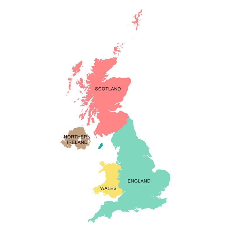 United Kingdom Map Vector, Regions of UK , UK States, Editable Great ...