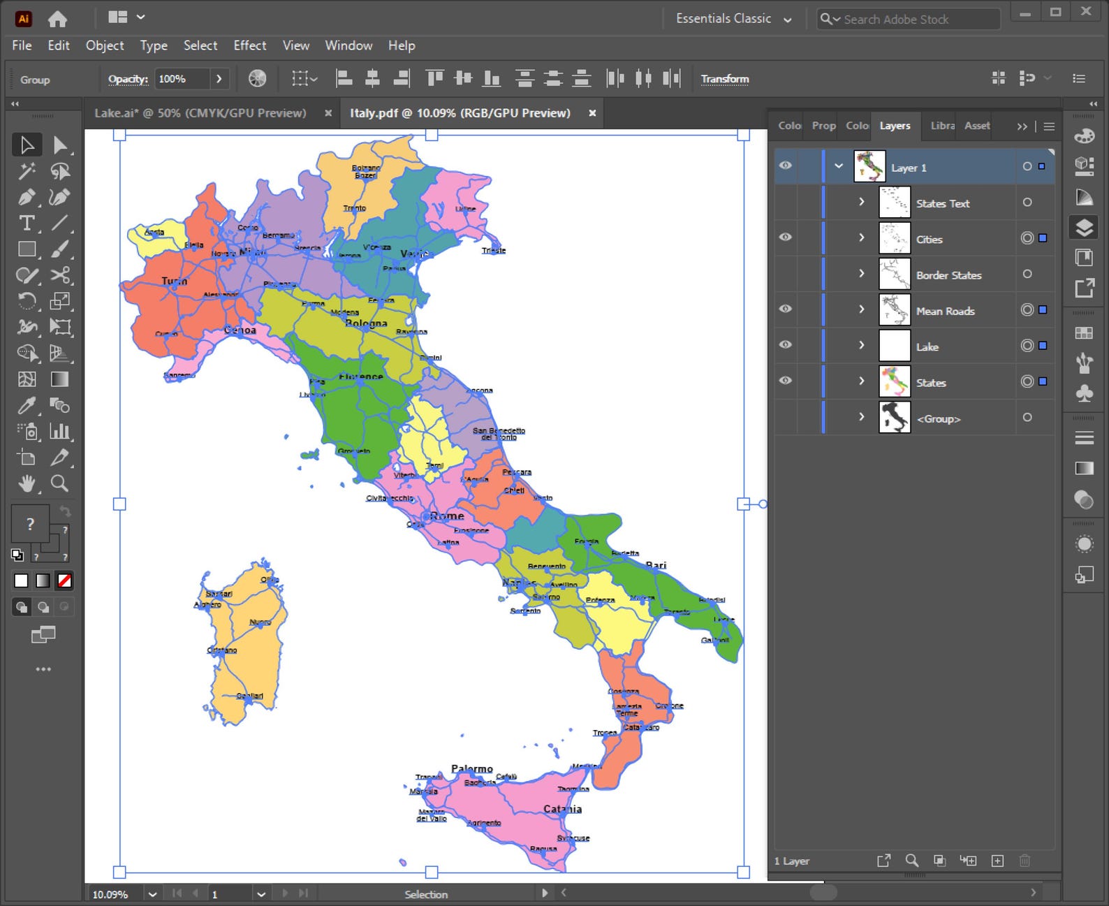 Italy Map Vector, Regions of Italy, Italy States, Editable Italy Map ...