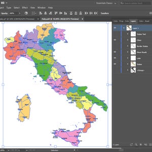 Italy Map Vector, Regions of Italy, Italy States, Editable Italy Map ...