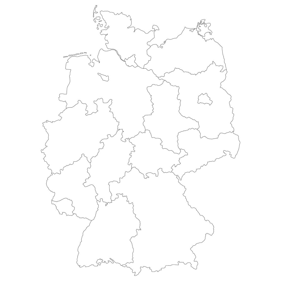 Germany Map Vector, Germany States, Editable Germany Map, Germany Map ...