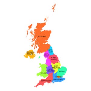 United Kingdom Map Vector, Regions of UK , UK States, Editable Great ...