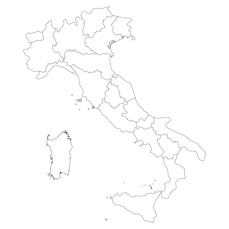 Italy Map Vector, Regions of Italy, Italy States, Editable Italy Map ...