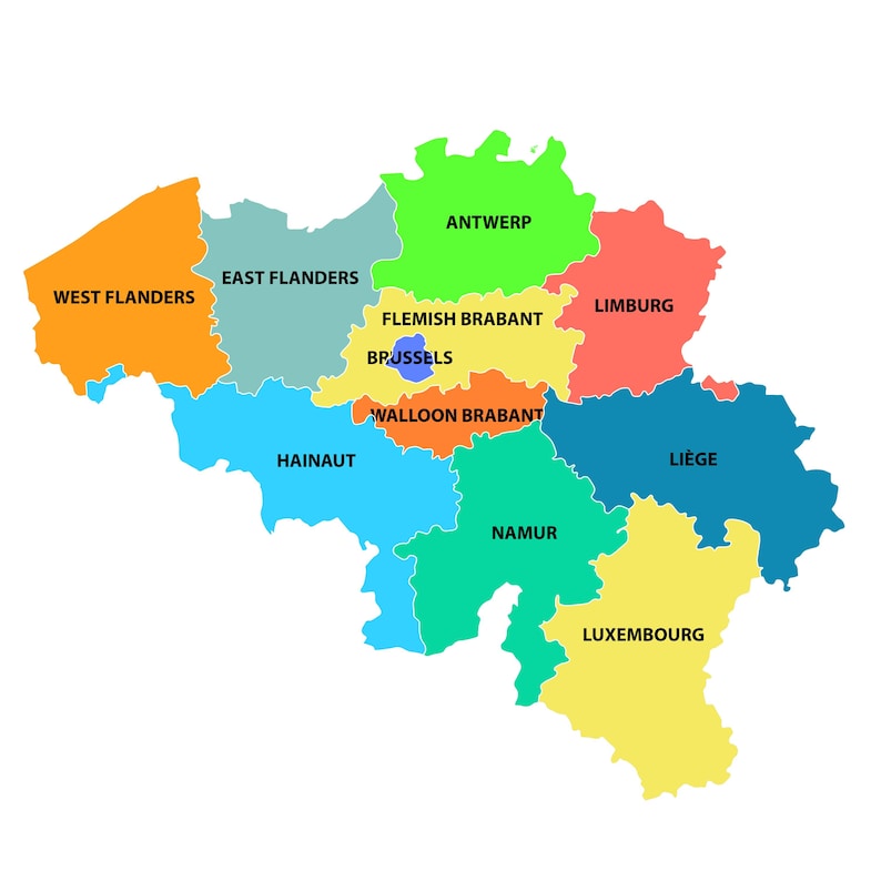 Belgium Map Vector, Municipalities & Cities (EPS, PDF, AI) - Etsy