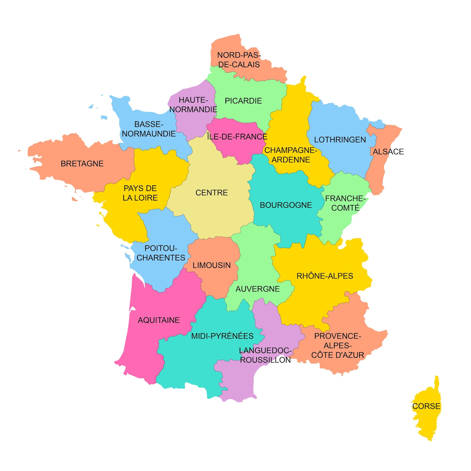 France Map Vector, French Regions & Departments (EPS, PDF, AI) - Etsy
