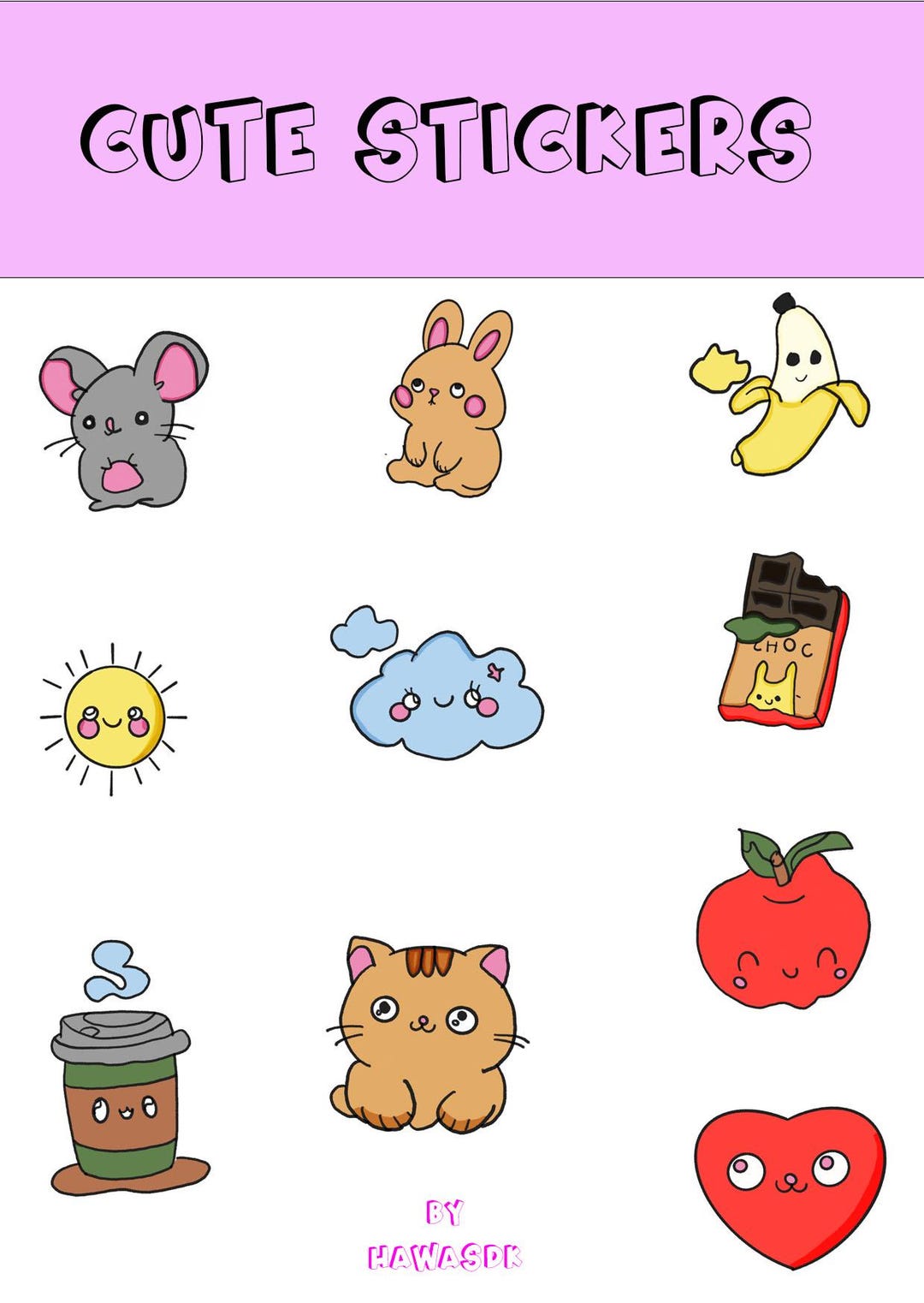 Cute Digital Sticker Pack | Printable Kawaii Stickers for Laptop ...