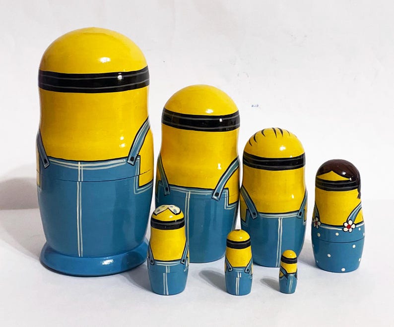 Minions Nesting Doll of 7, Minions Matryoshka, Cartoon Stacking Doll ...