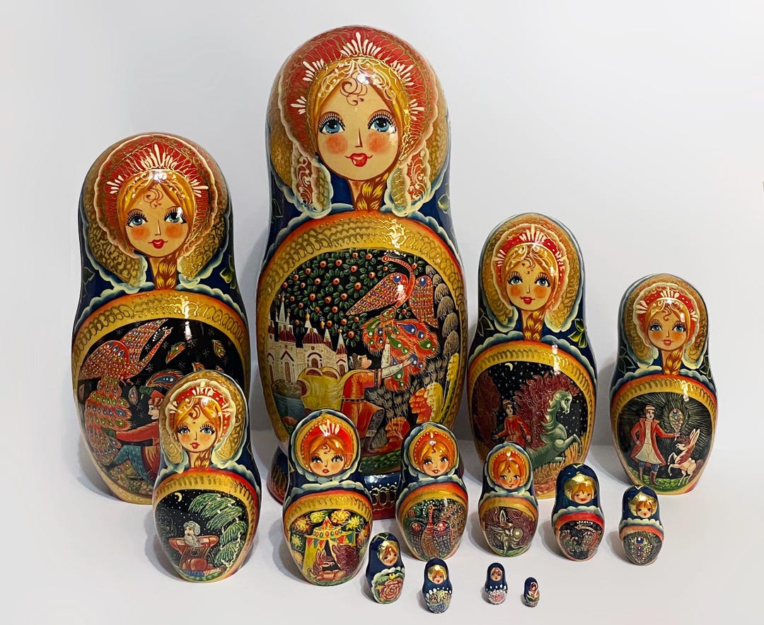 Classic Russian Nesting Dolls of 15, Russian Matryoshka With Fairy ...