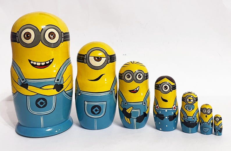 Minions Nesting Doll of 7, Minions Matryoshka, Cartoon Stacking Doll ...