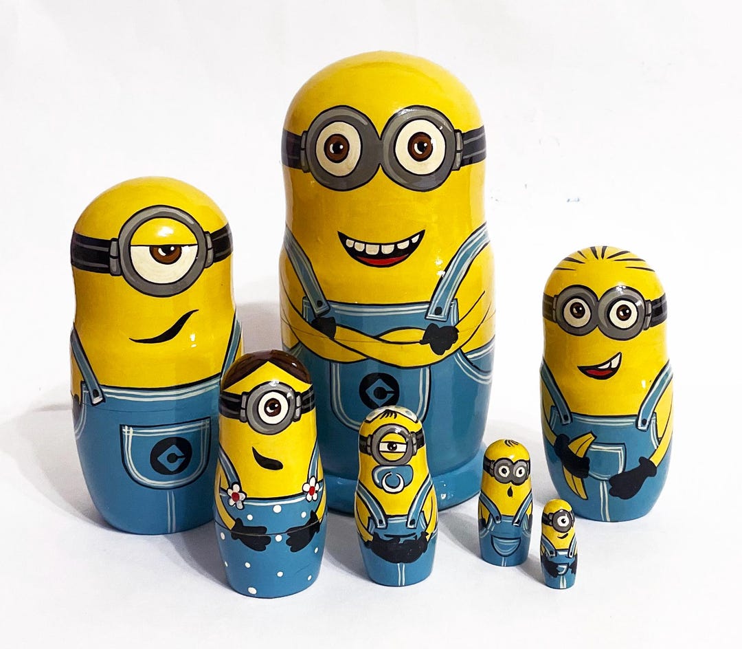 Minions Nesting Doll of 7, Minions Matryoshka, Cartoon Stacking Doll ...
