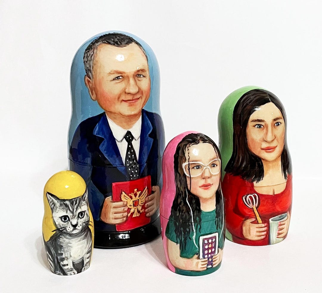 Portrait Nesting Doll of 4, Russian Matryoshka Doll by Photo, Handmade ...