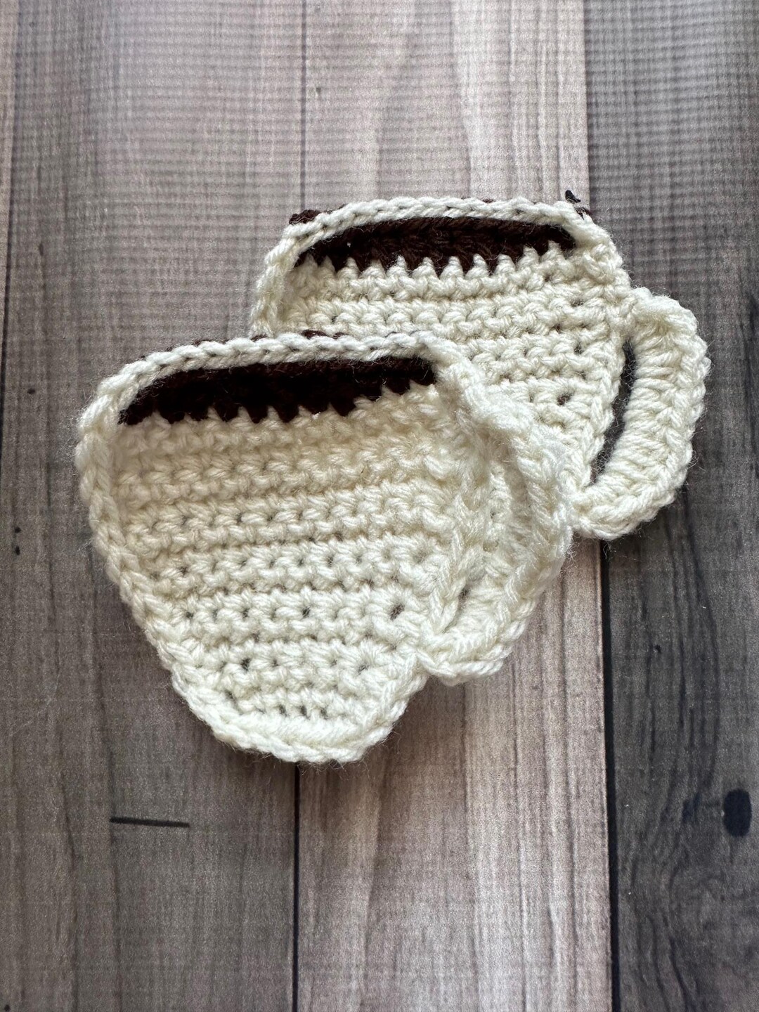 Crochet Coffee Mug Coasters - Coffee Mug Design -beige Color - Set of 4 ...