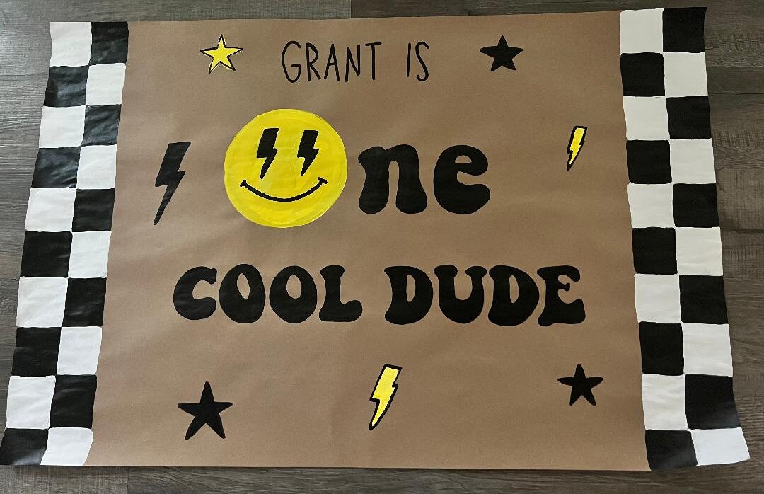 One Cool Dude Birthday Banner, First Birthday Banner, Custom Hand ...