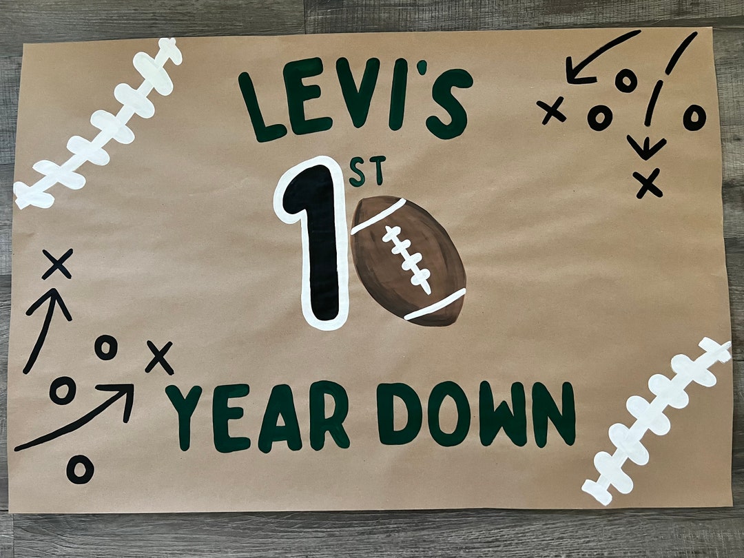 First Year Down Birthday Banner, Sign for First Birthday, Painted ...