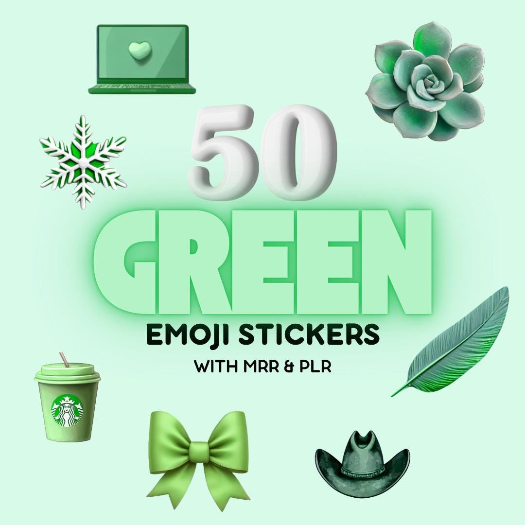 Green Aesthetic Emoji Sticker Pack | 50 Transparent PNG Stickers for ...