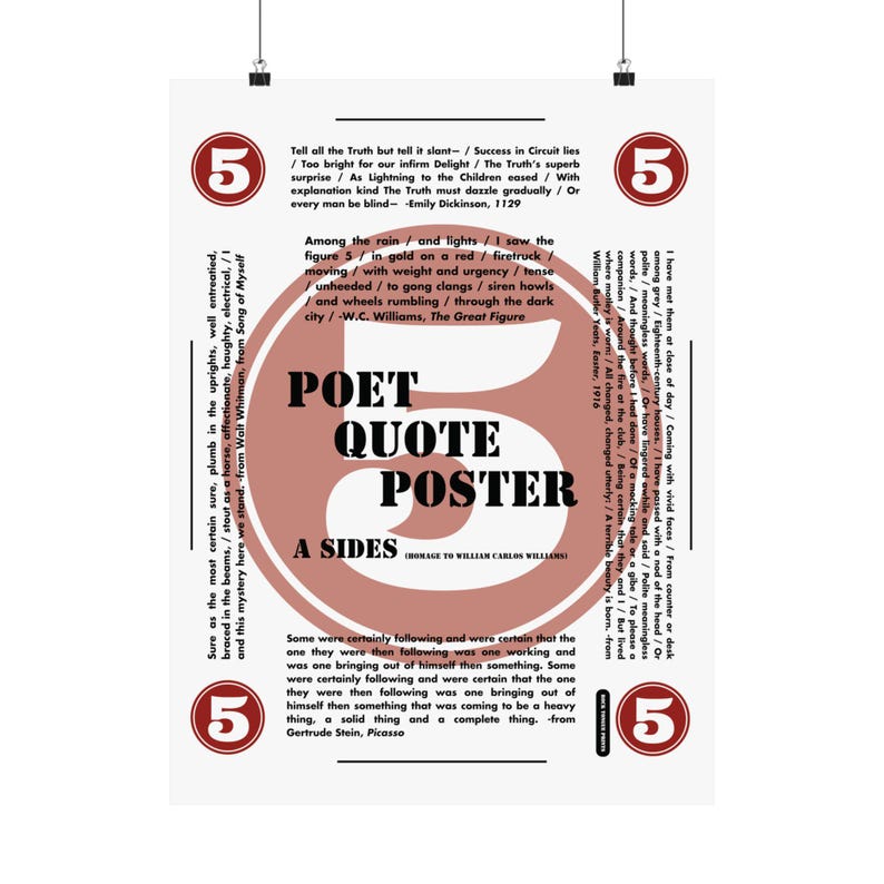 Poet Quote Poster, A Sides (homage to William Carlos Williams) - Etsy