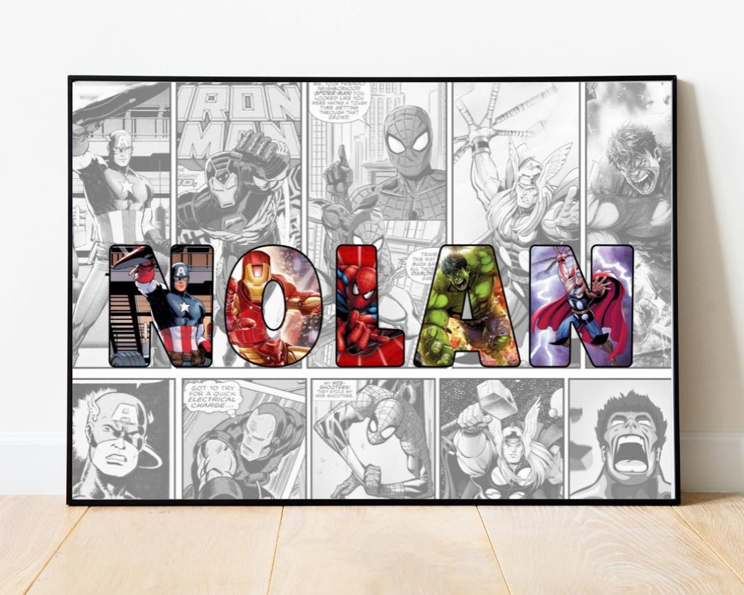 Custom Superhero NAME Print | Superhero Character Posters Avenger ...
