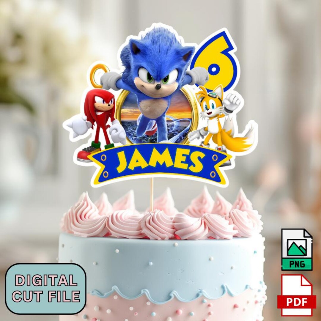 Printable Sonic the Hedgehog Cake Topper, Sonic Birthday Party Cake ...