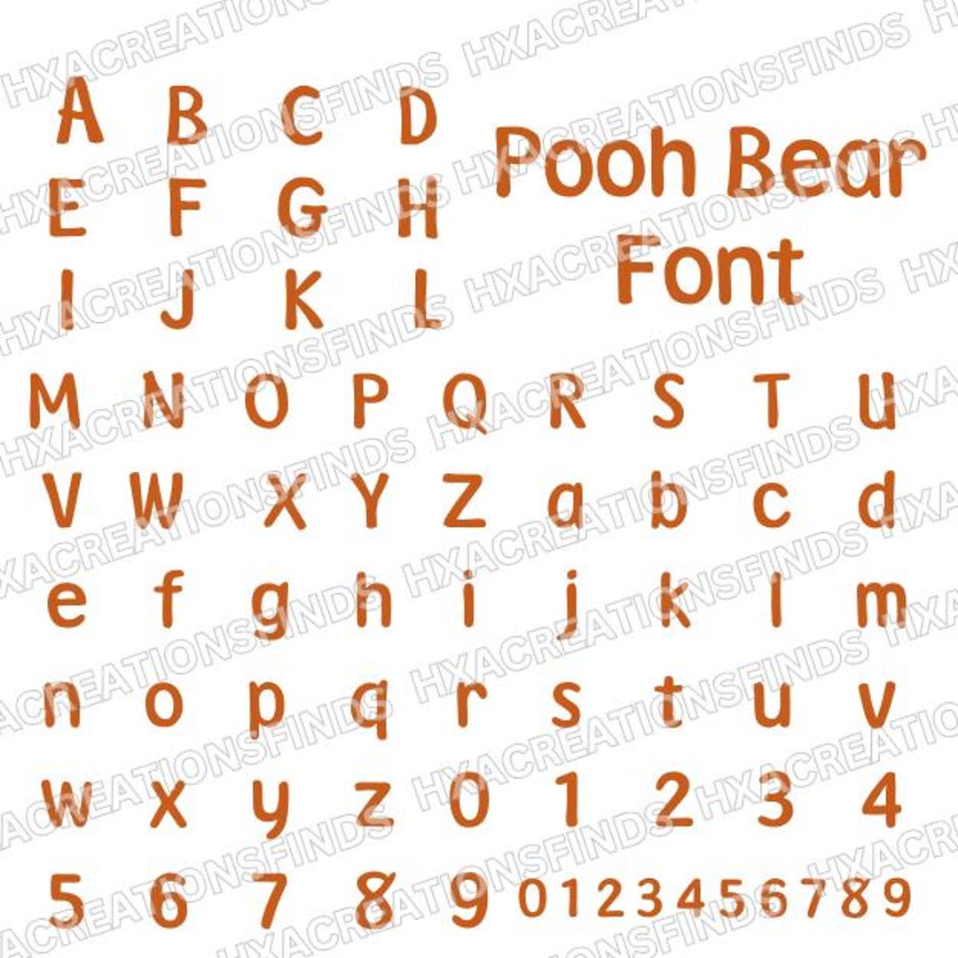 Pooh Bear Font, Files for Cricut and Silhouette, Birthday Font Ttf, Otf ...