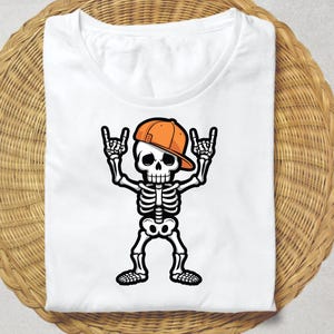 Cool Halloween Punk Rock, PNG Rocker Skeleton Cap Skater SVG, Funny ...