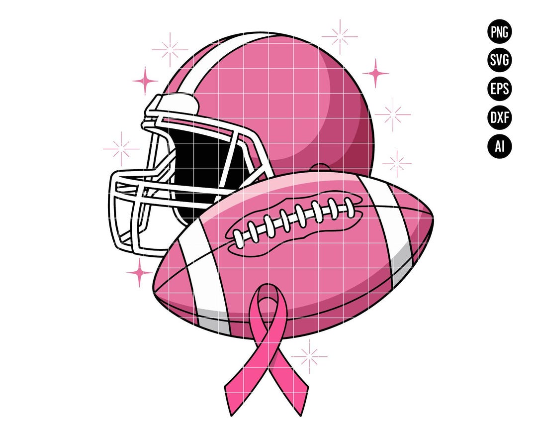 Pink Football Helmet Ribbon SVG PNG, Breast Cancer Awareness, Sports ...