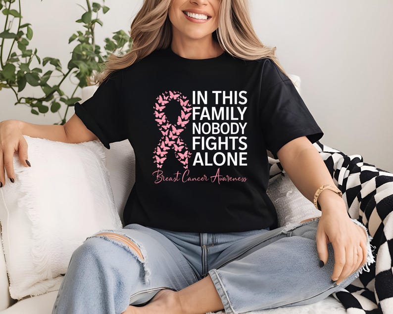 In This Family Nobody Fights Alone Breast Cancer SVG, Pink Ribbon ...