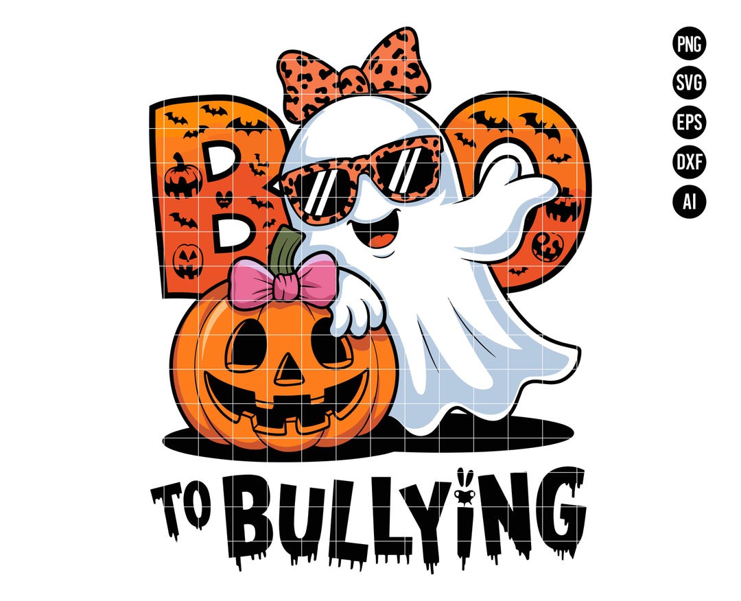 Boo to Bullying Halloween Ghost SVG PNG, Anti-bullying Ghost and ...
