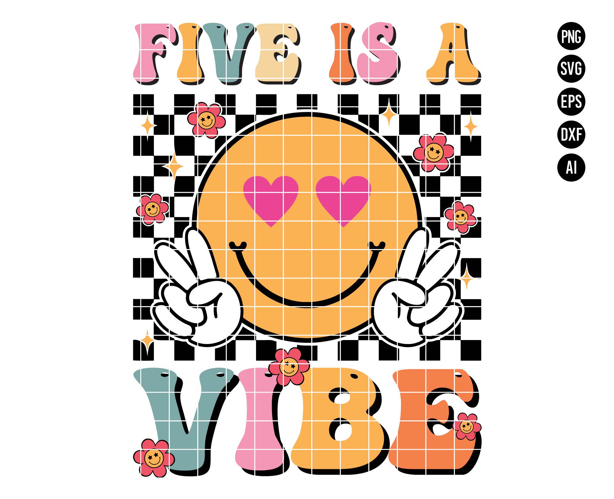 Groovy 5th Birthday PNG, Five is a Vibe SVG, Groovy Birthday Png, Five ...