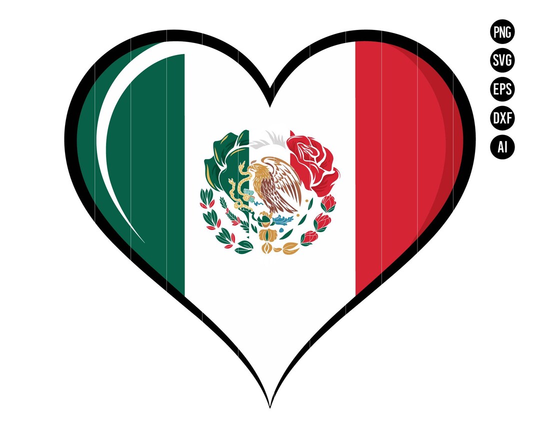 Mexico Heart PNG Sublimation Design Patriotic Mexican Flag SVG Mexico ...