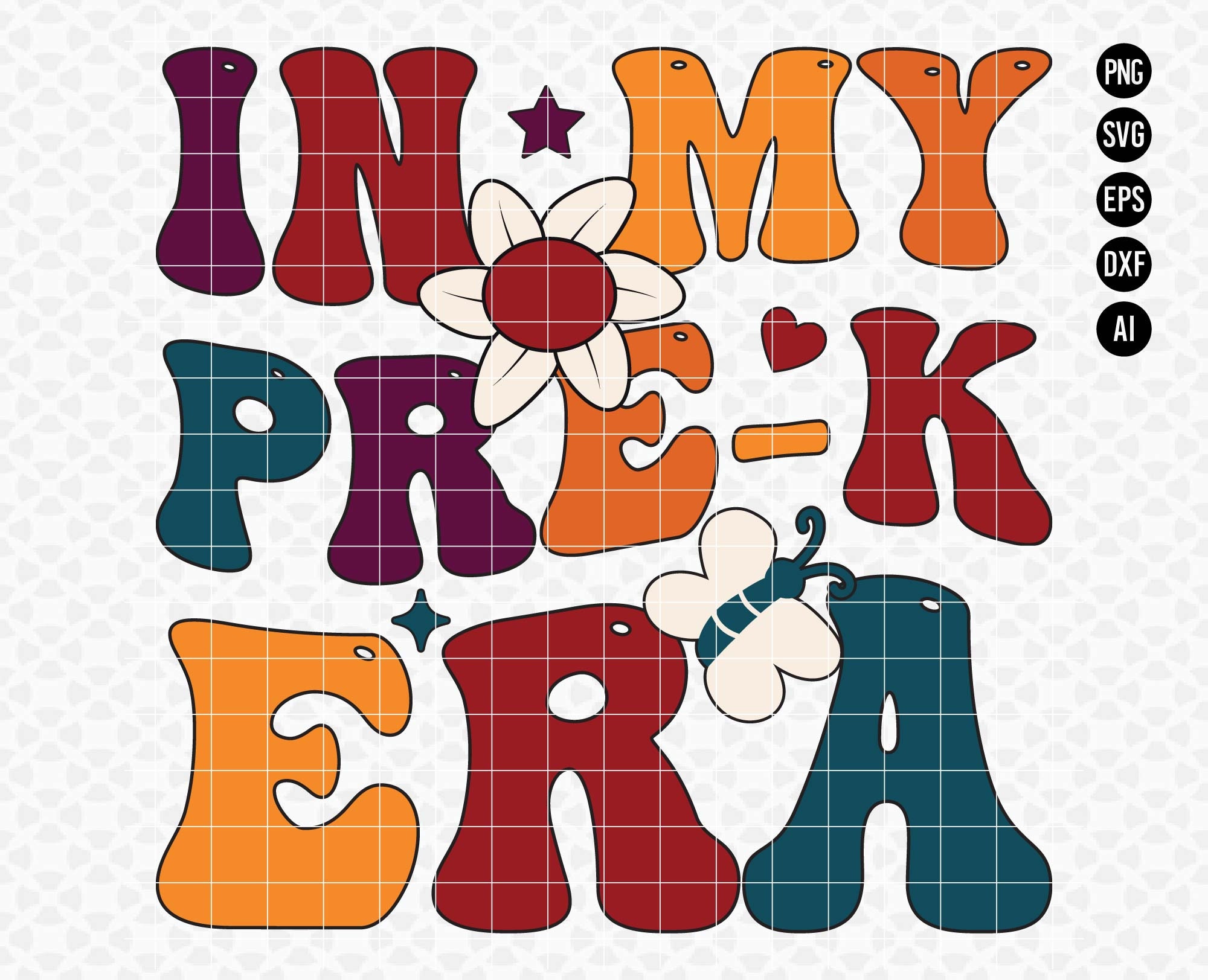 In My Pre-k Era SVG, Back to School PNG, Retro Pre-k Svg, Wavy Svg, in ...