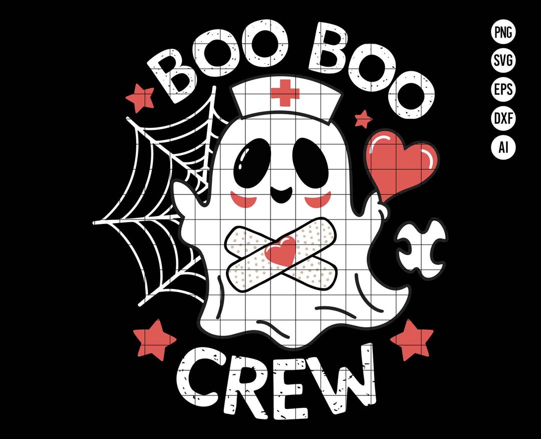 Halloween Ghost PNG, Boo Boo Crew Png, Retro SVG Halloween Design, Cute ...