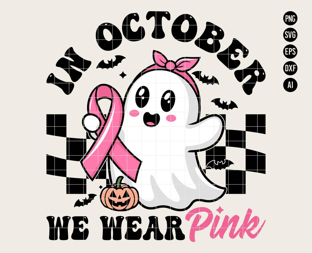 In October We Wear Pink PNG, Retro Breast Cancer EPS, Breast Cancer ...
