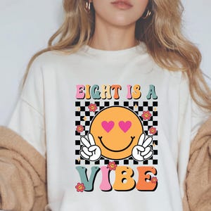 Eight is A Vibe PNG, 8th Birthday Groovy Girls 8 Years Old Svg File ...