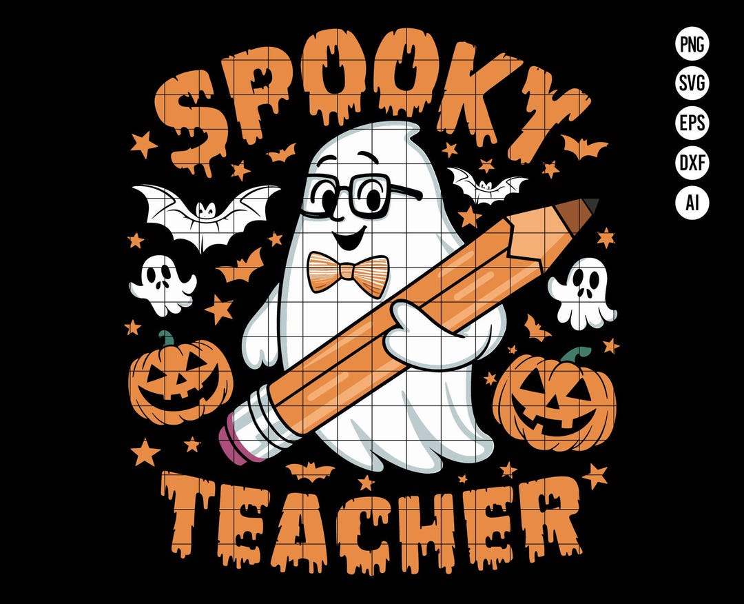 Halloween Png, Spooky Teacher Png, Cute Teacher Ghost Png, Spooky Vibes ...