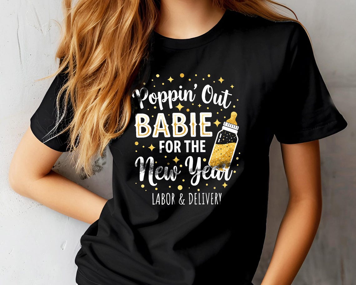 Poppin' Out Baby for the New Year SVG PNG, Funny Pregnancy Announcement ...