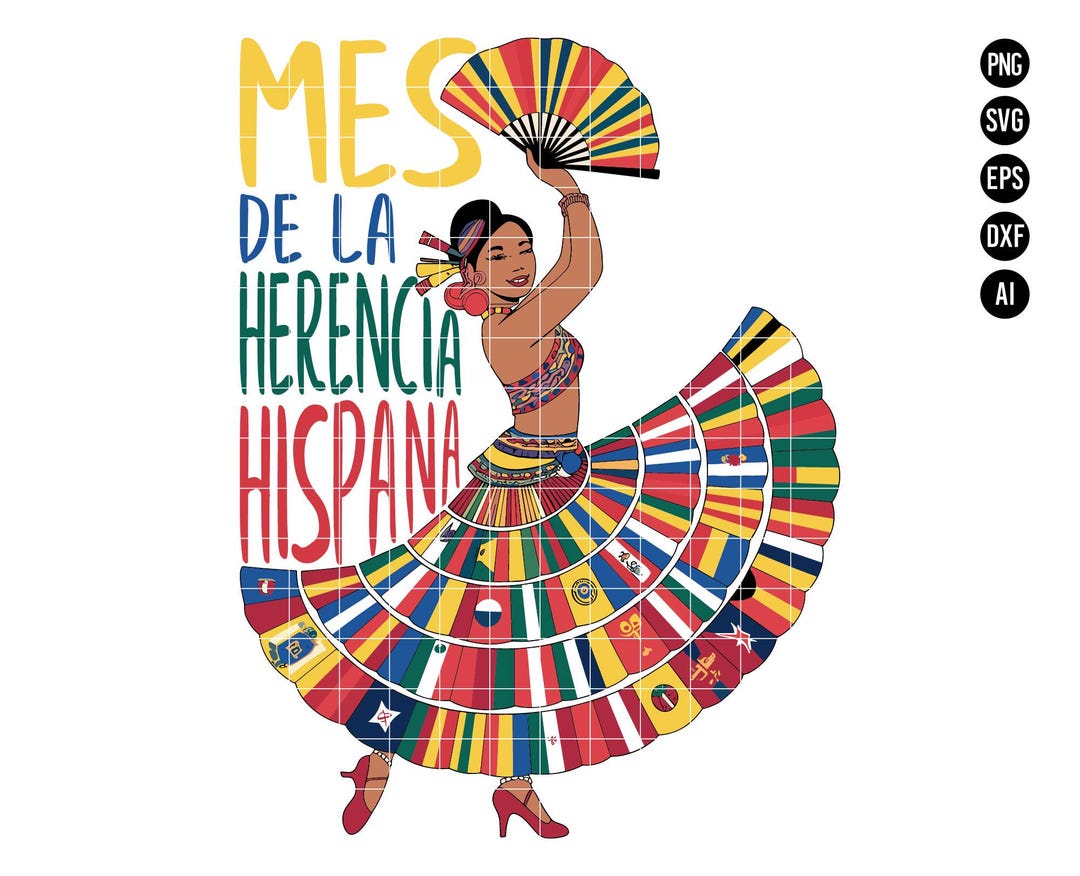 Mes De La Herencia Hispana SVG, Hispanic Heritage Month PNG, Festive ...