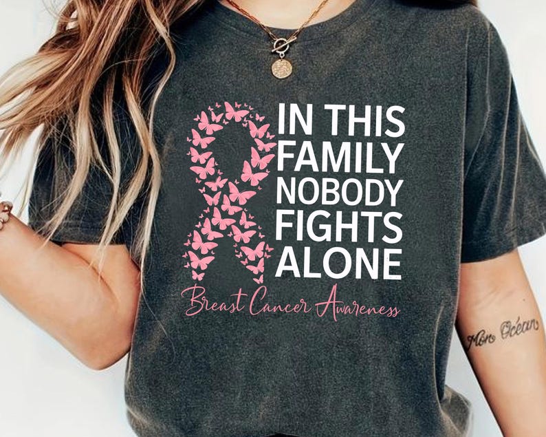 In This Family Nobody Fights Alone Breast Cancer SVG, Pink Ribbon ...