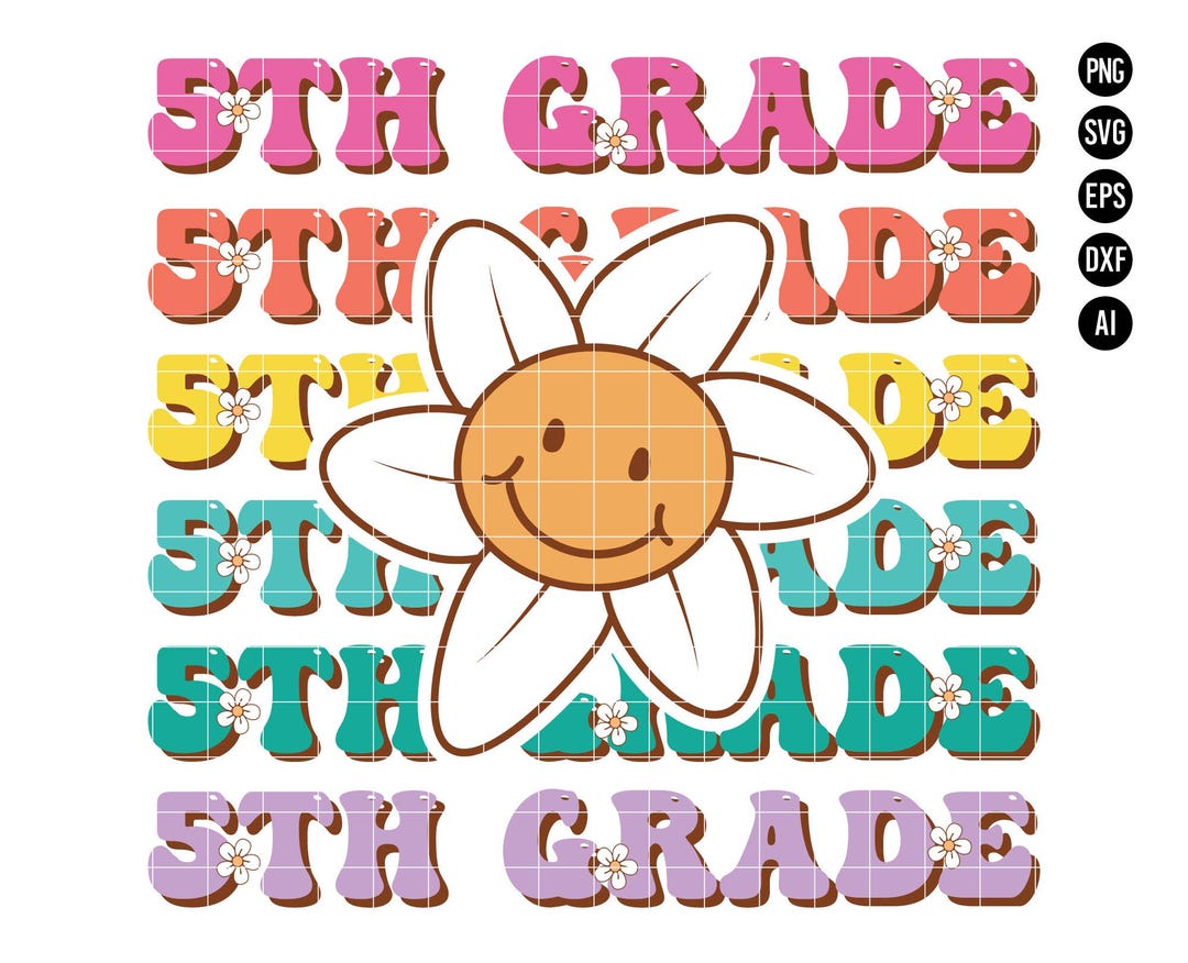 Groovy 5th Grade PNG, Back to School SVG, First Day of Fifth Grade PNG ...