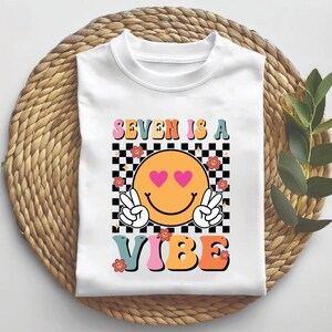 Seven is A Vibe PNG, 7th Birthday Groovy Girls 7 Years Old Svg File ...