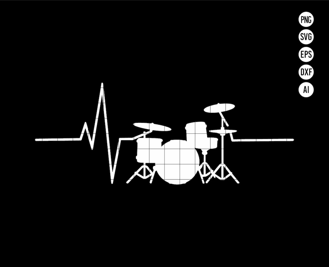 Drummer Heartbeat SVG PNG Digital Download, Drum Kit Music Lover ...