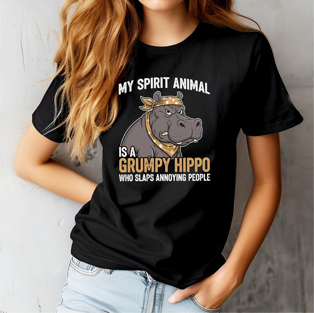 Grumpy Hippo Spirit Animal SVG, Funny Sassy Attitude PNG, Slaps ...