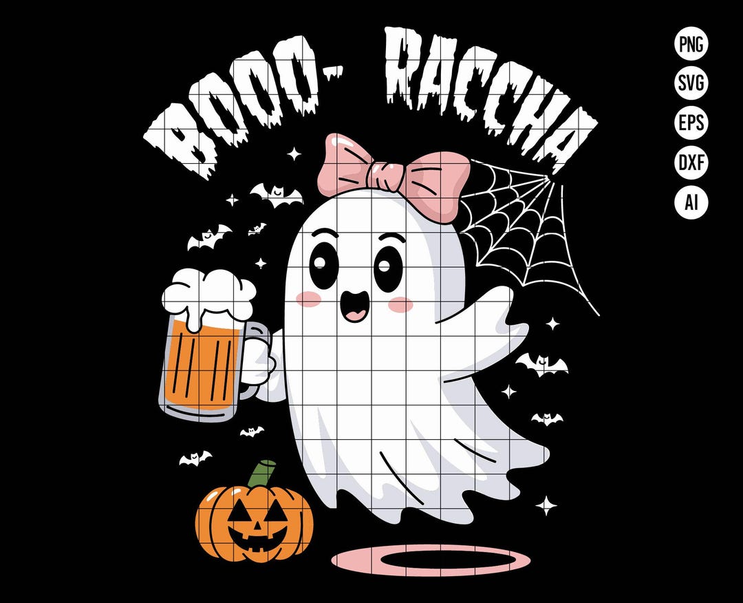 Boo-racha Ghost Halloween SVG PNG, Cute Ghost With Beer Clipart, Boo ...